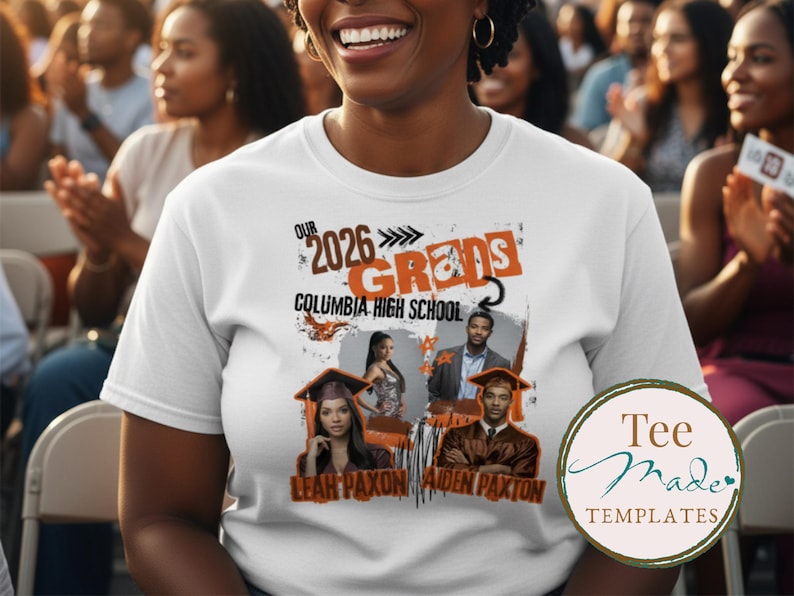 Class of 2026, Graduation Shirt, Canva Template, Sibling Grads, Twins ...