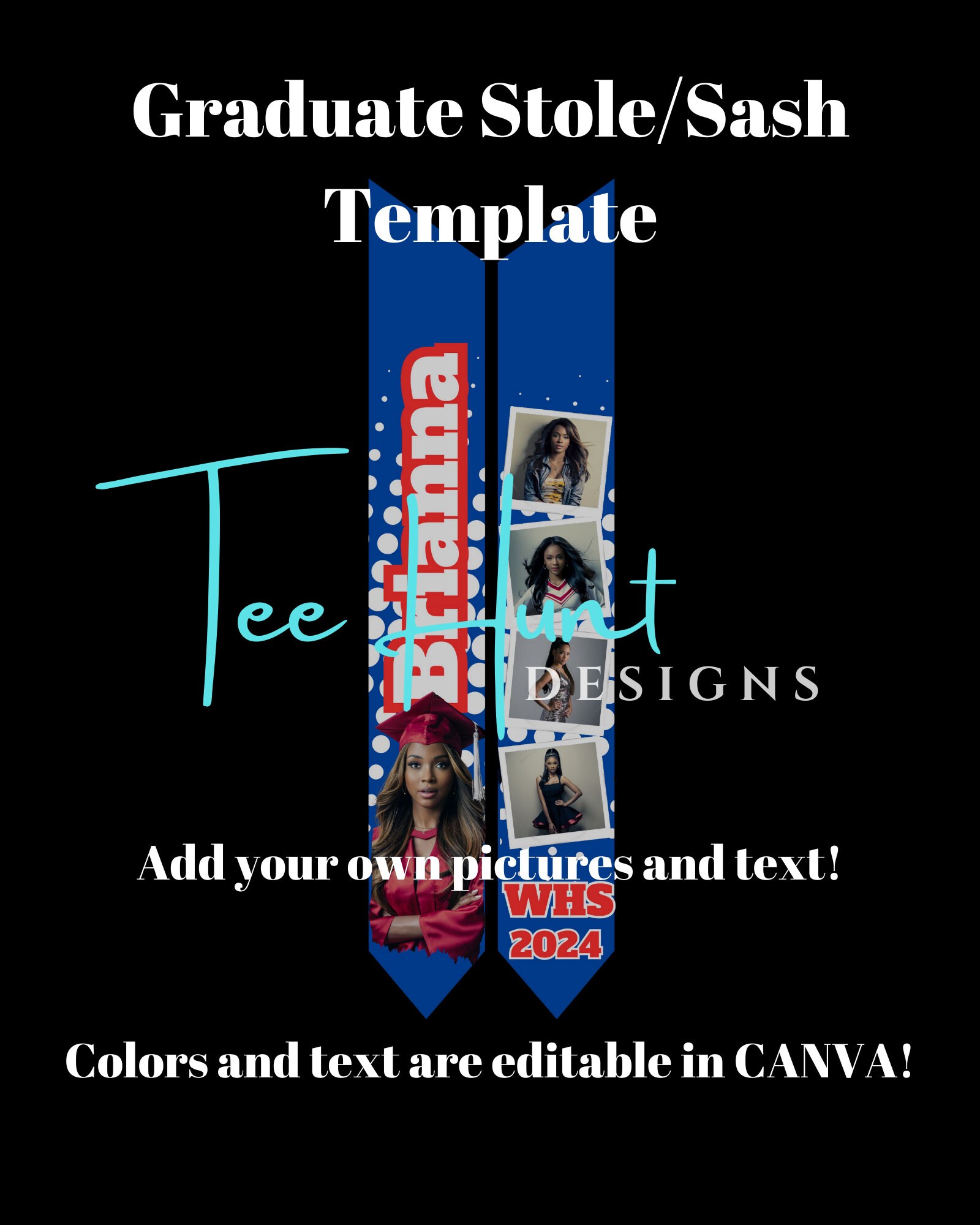 Graduation Stole Template, Custom Graduate Stole, Graduation Sash ...