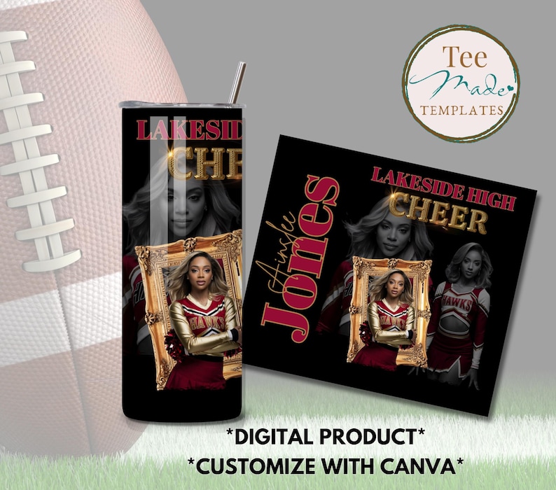 Cheer Tumbler Wrap Template, Cheer Photo Frame Tumbler, Cheer Mom ...