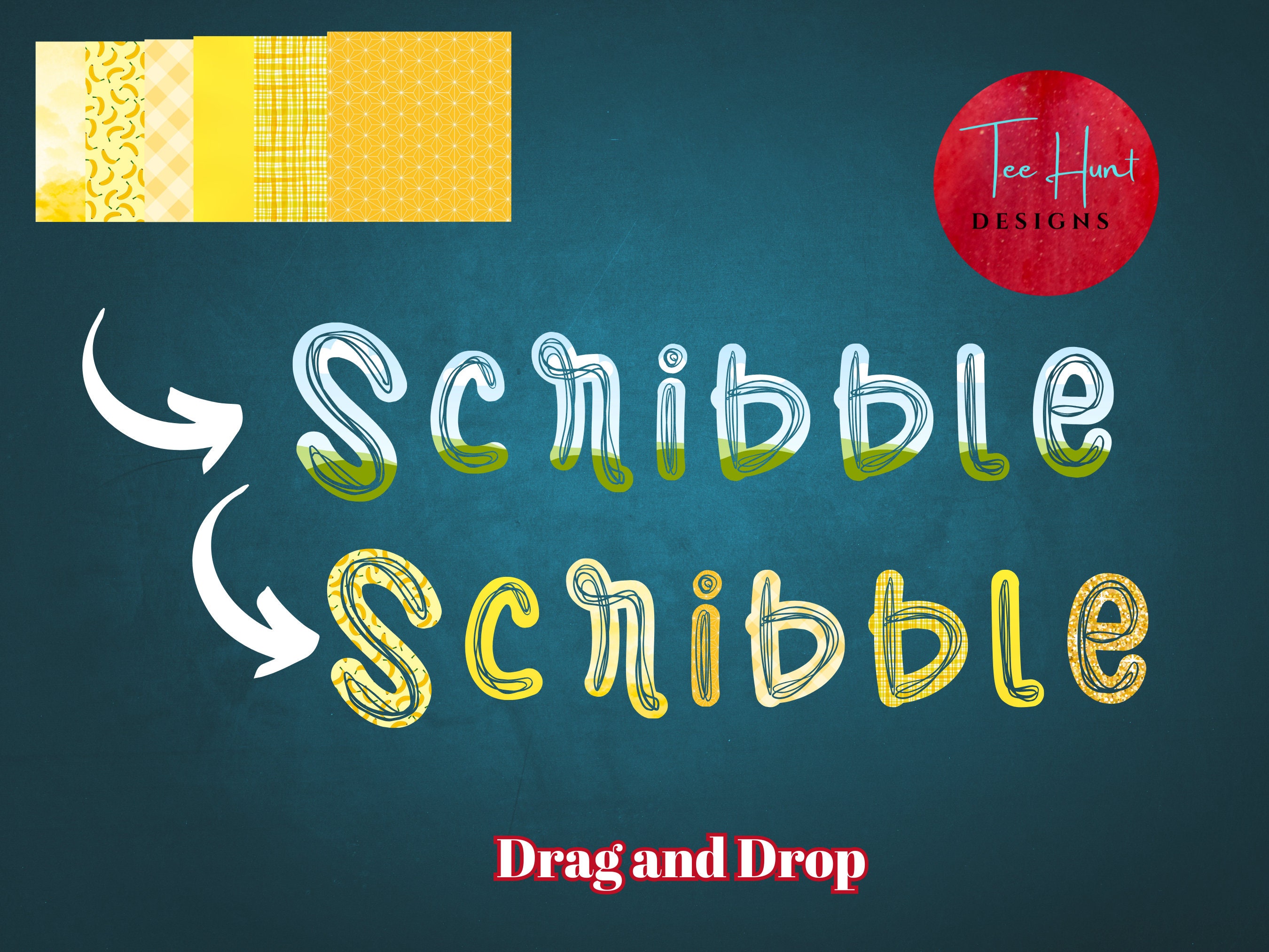 Canva Letter Frames, Scribble Font Bundle, Editable Template Doodle ...