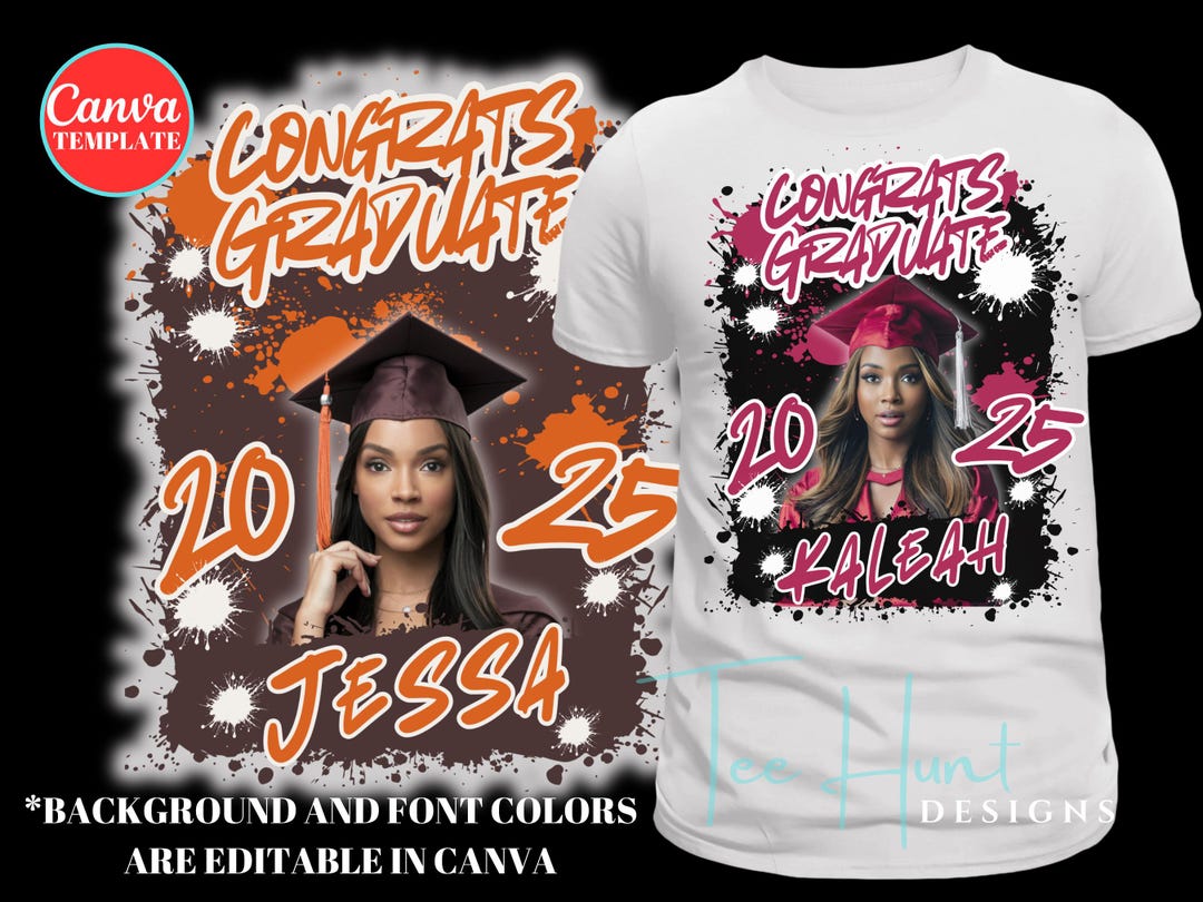 Class of 2025, Canva Graduation Shirt Template, Grad T-shirt Template ...