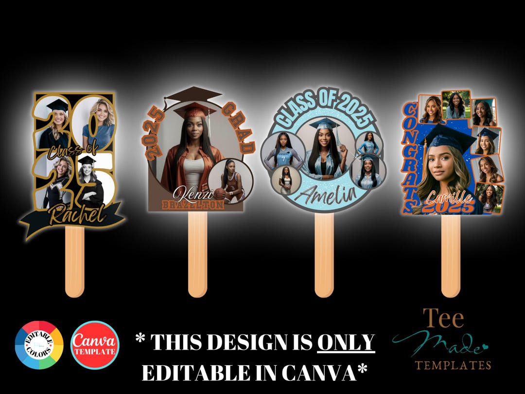 Graduation Fan Template, Canva Template, Custom Grad Favors, Grad 2025 ...