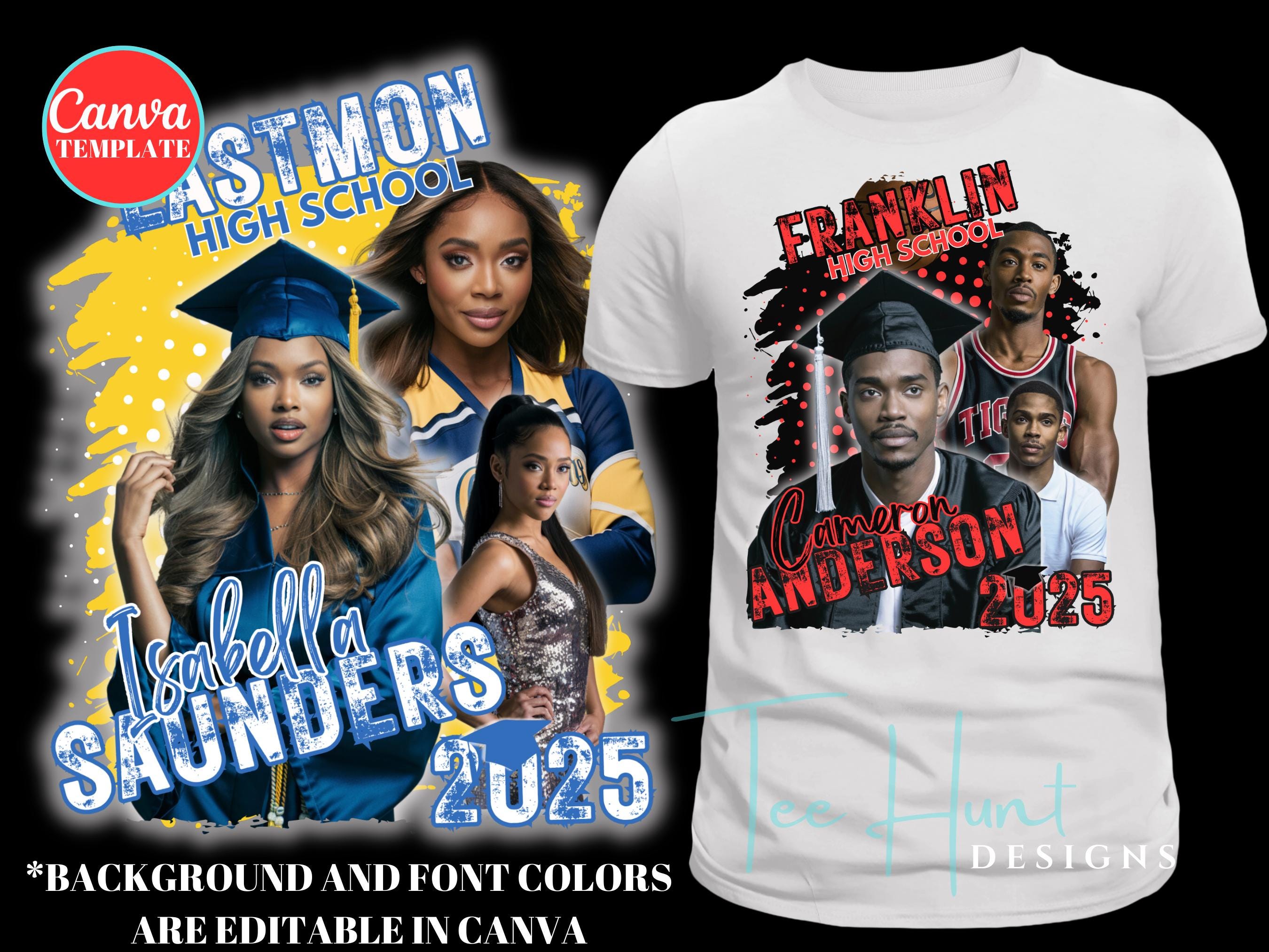 Class of 2025, Canva Graduation Shirt Template, Grad T-shirt Template ...