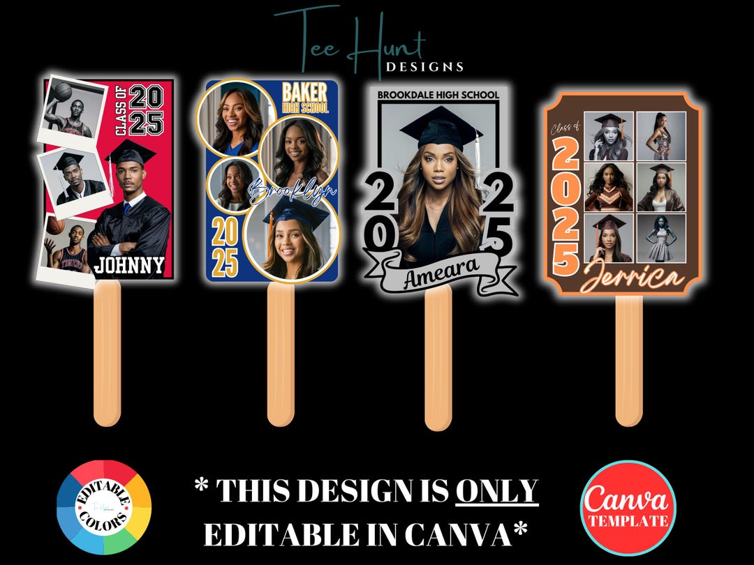 Graduation Fan Template, Canva Template, Custom Grad Favors, Grad 2025 ...