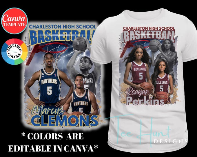 Basketball Tshirt Design File, Senior Night, Editable in Canva, T Shirt ...