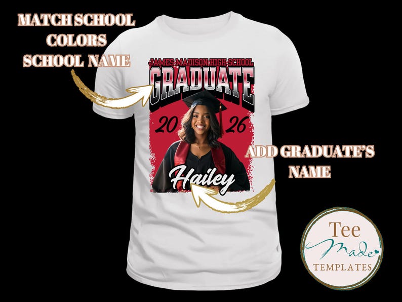 Graduation Shirt Design Bundle, 2026 Graduation, Canva Template Pack ...