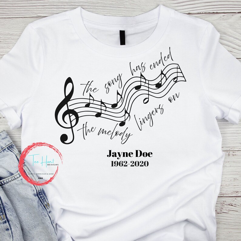 Memorial SVG, in Memory of Design, Grief Gift PNG, Music Notes ...