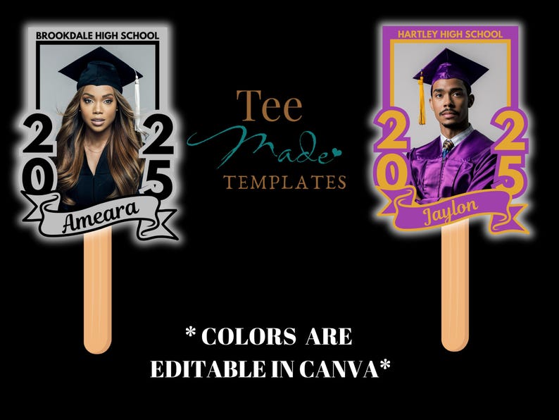 Graduation Fan Template, Canva Template, Custom Grad Favors, Grad 2025 ...