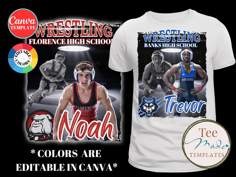 Wrestling Shirt Design, Canva Template, Editable Gameday Tshirt, Senior ...