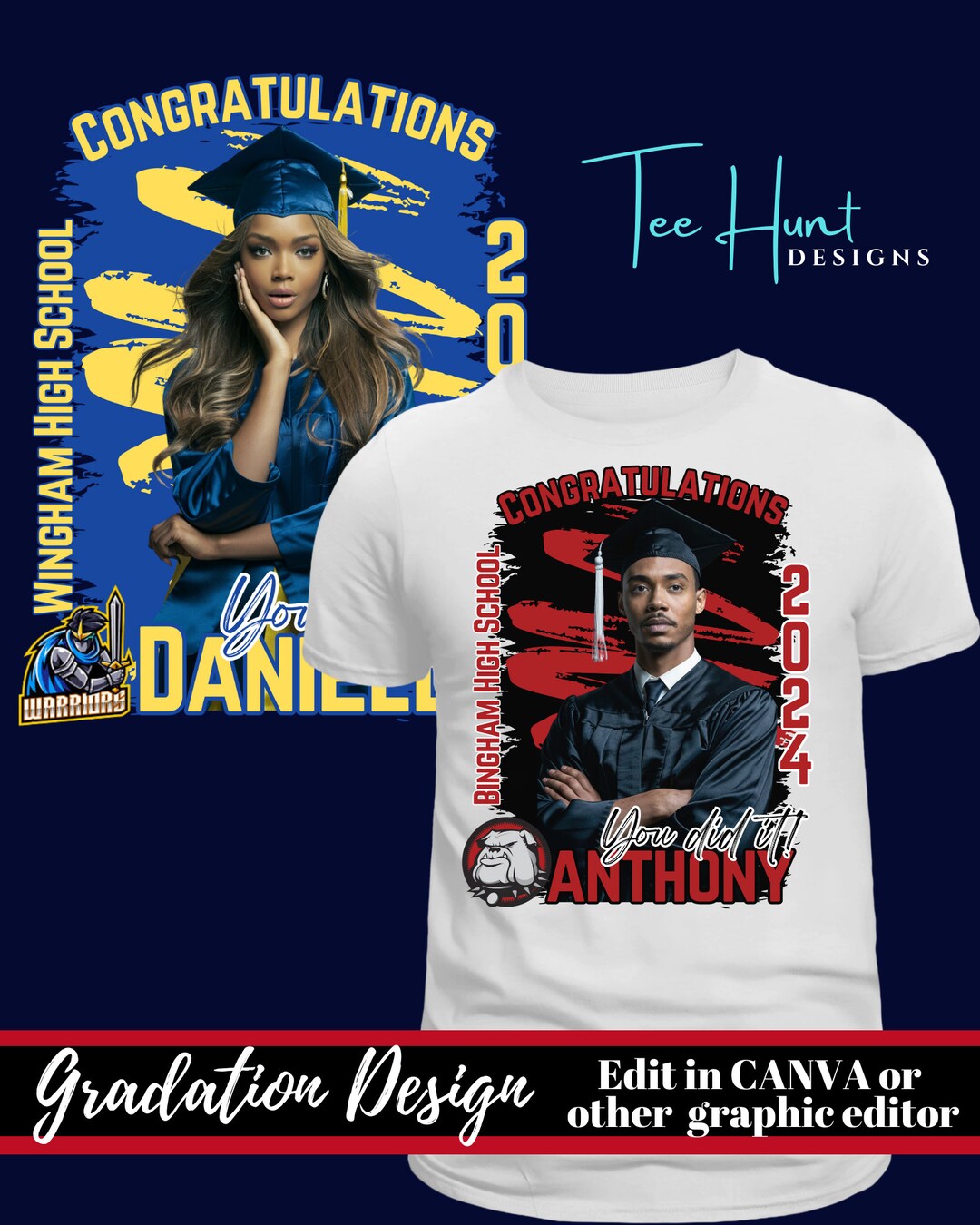 Graduation Tshirt Design W School Mascot, Canva Template, Class of 2024 ...