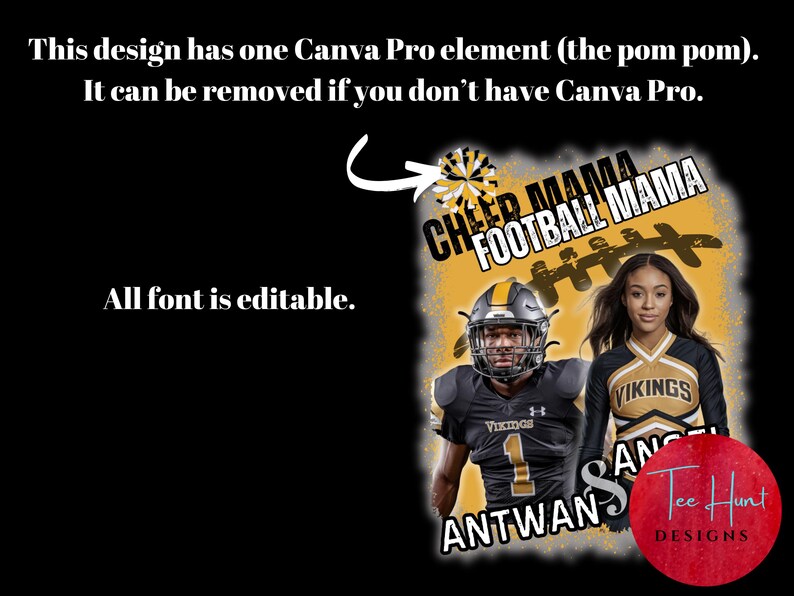 Football and Cheer Tshirt Design, Canva Template, Editable Gameday ...