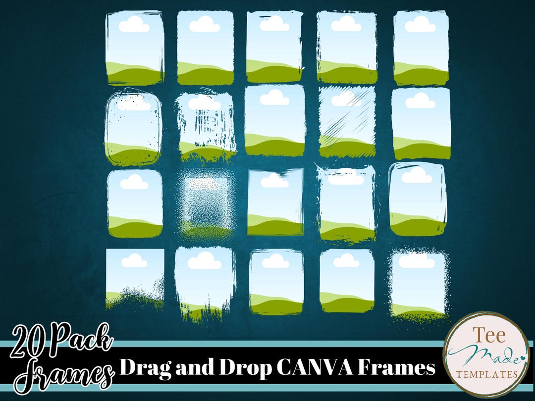 Canva Frames Templates, Distressed Square Frame Bundle, Customizable ...