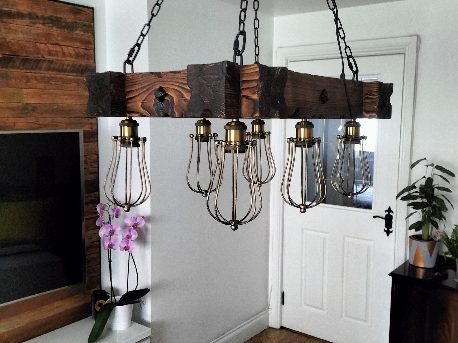 Wooden Pendant Light Fixture Rustic Chandelier Farmhouse - Etsy