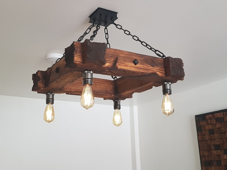 Wooden Pendant Light Fixture Rustic Chandelier Farmhouse - Etsy