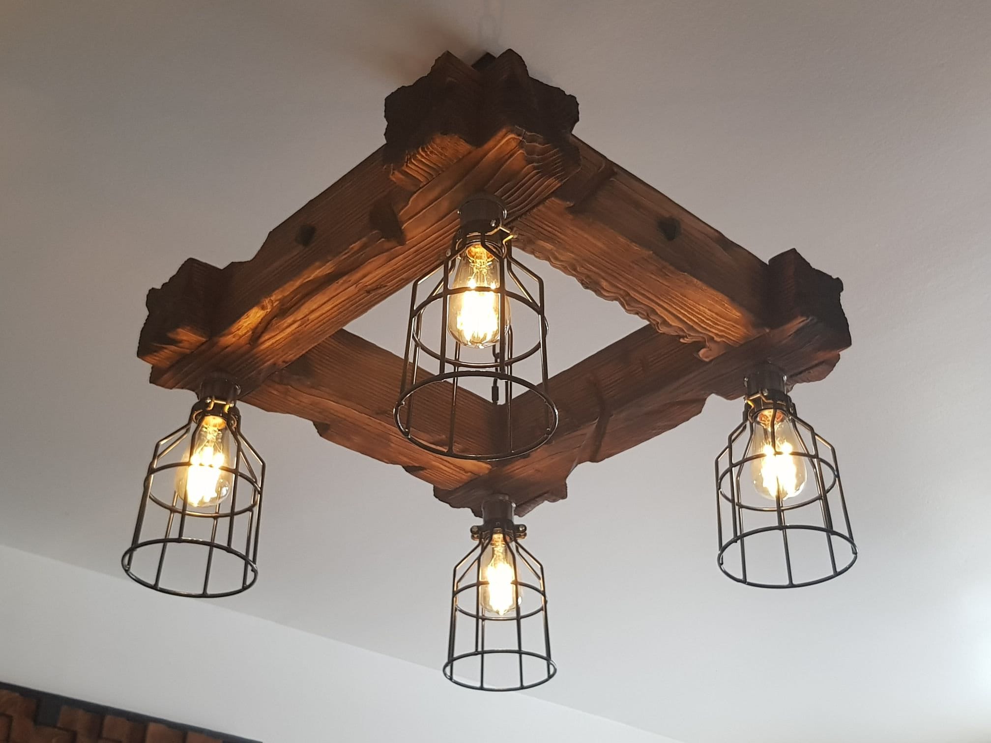 Wooden Pendant Light Fixture Rustic Chandelier Farmhouse | Etsy