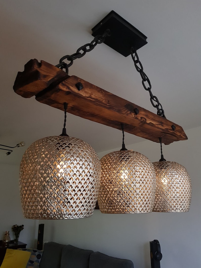 Wooden Pendant Light Fixture Rustic Chandelier Farmhouse - Etsy