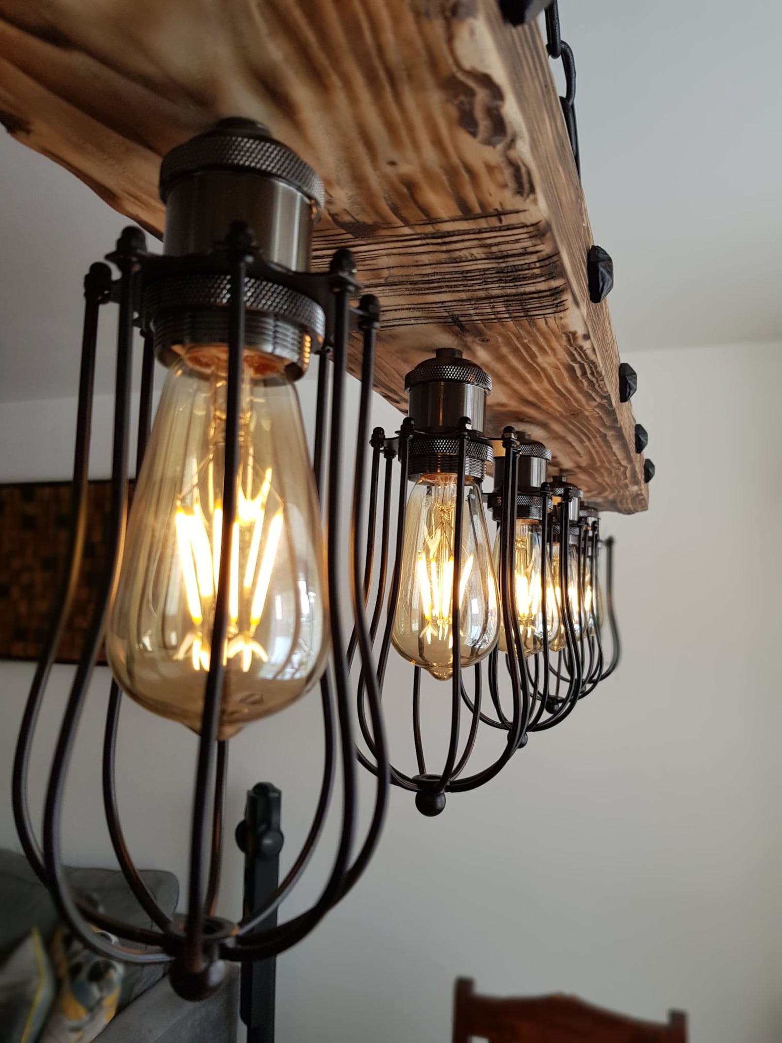 Wooden Pendant Light Fixture Rustic Chandelier Farmhouse | Etsy UK