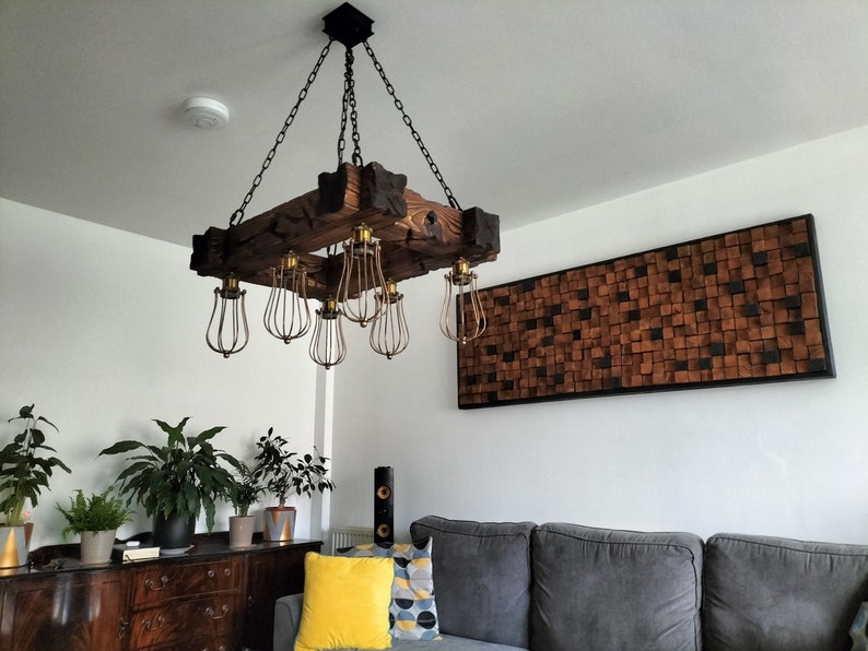Wooden Pendant Light Fixture Rustic Chandelier Farmhouse - Etsy UK