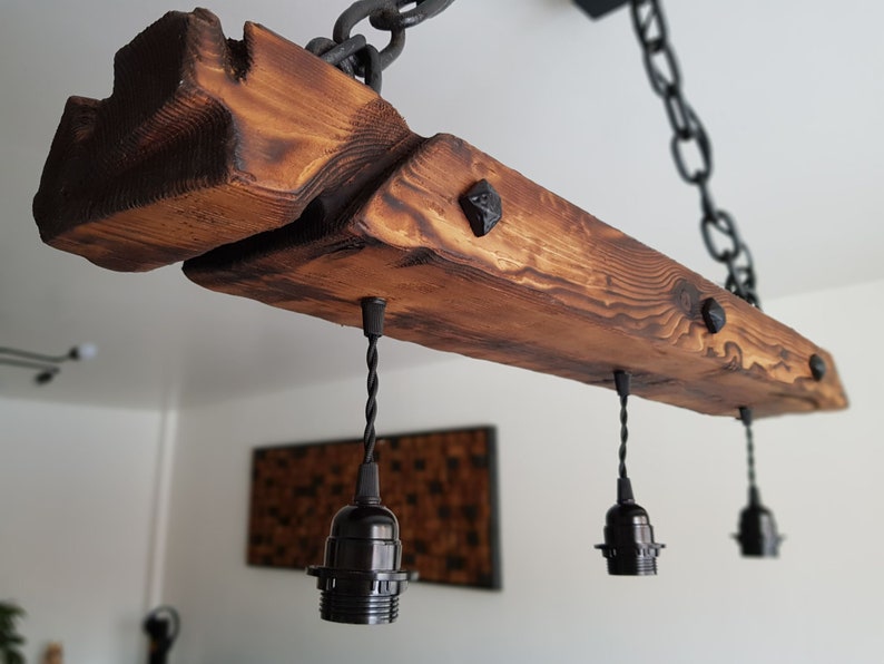 Wooden Pendant Light Fixture Rustic Chandelier Farmhouse - Etsy