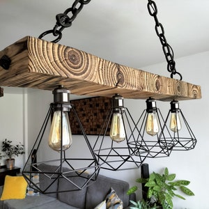 Wooden Pendant Light Fixture | Rustic Chandelier | Farmhouse Style ...