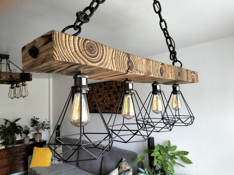 Wooden Pendant Light Fixture Rustic Chandelier Farmhouse - Etsy