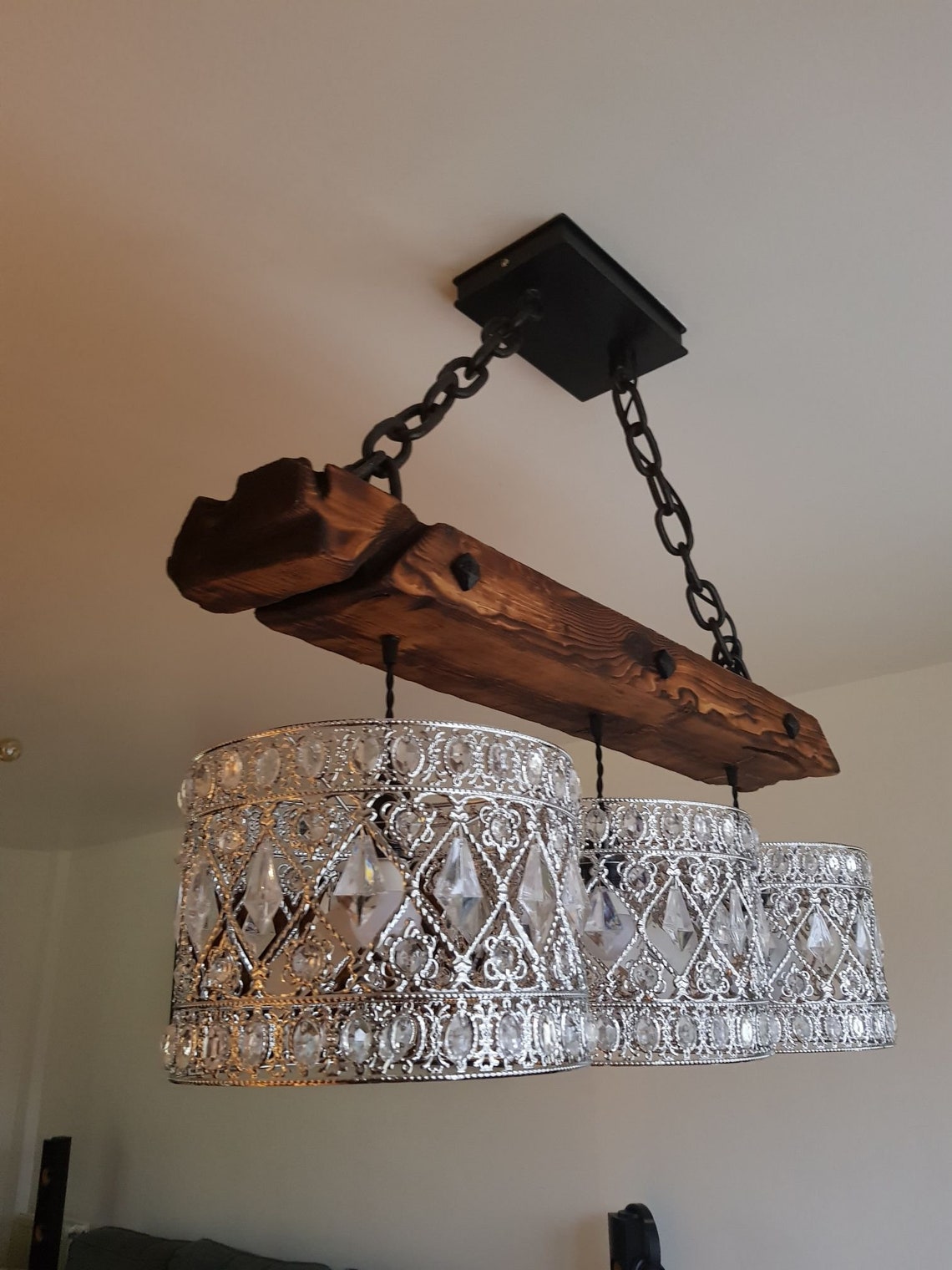 Wooden Pendant Light Fixture Rustic Chandelier Farmhouse - Etsy