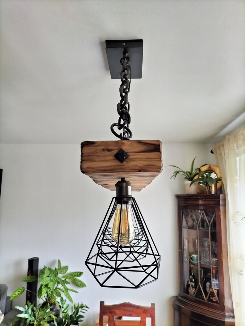 Wooden Pendant Light Fixture Rustic Chandelier Farmhouse - Etsy