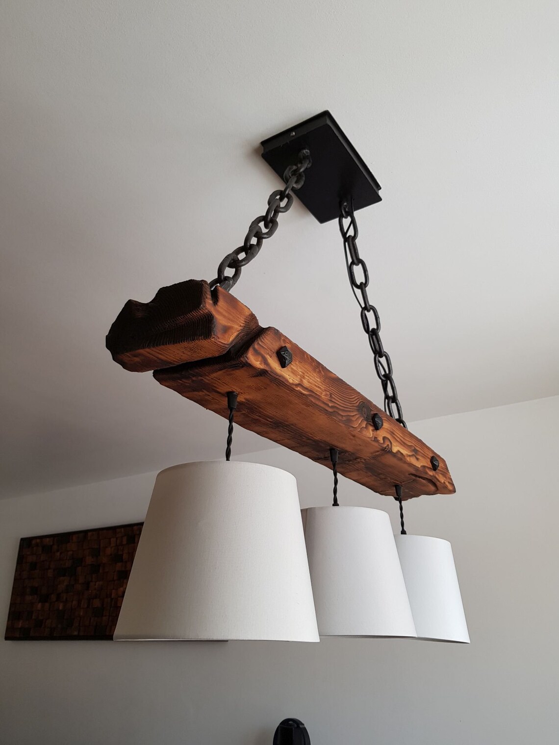 Wooden Pendant Light Fixture Rustic Chandelier Farmhouse - Etsy