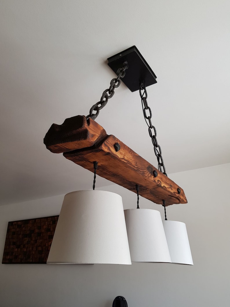 Wooden Pendant Light Fixture Rustic Chandelier Farmhouse - Etsy