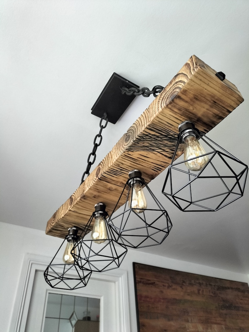 Wooden Pendant Light Fixture Rustic Chandelier Farmhouse - Etsy