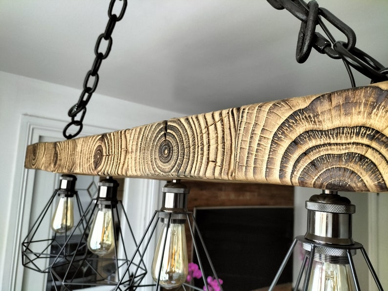 Wooden Pendant Light Fixture Rustic Chandelier Farmhouse - Etsy