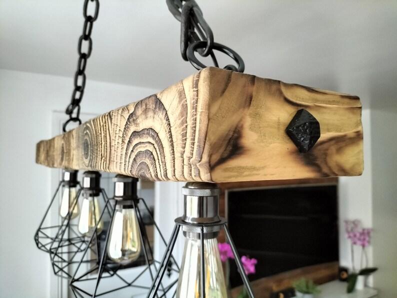 Wooden Pendant Light Fixture Rustic Chandelier Farmhouse - Etsy