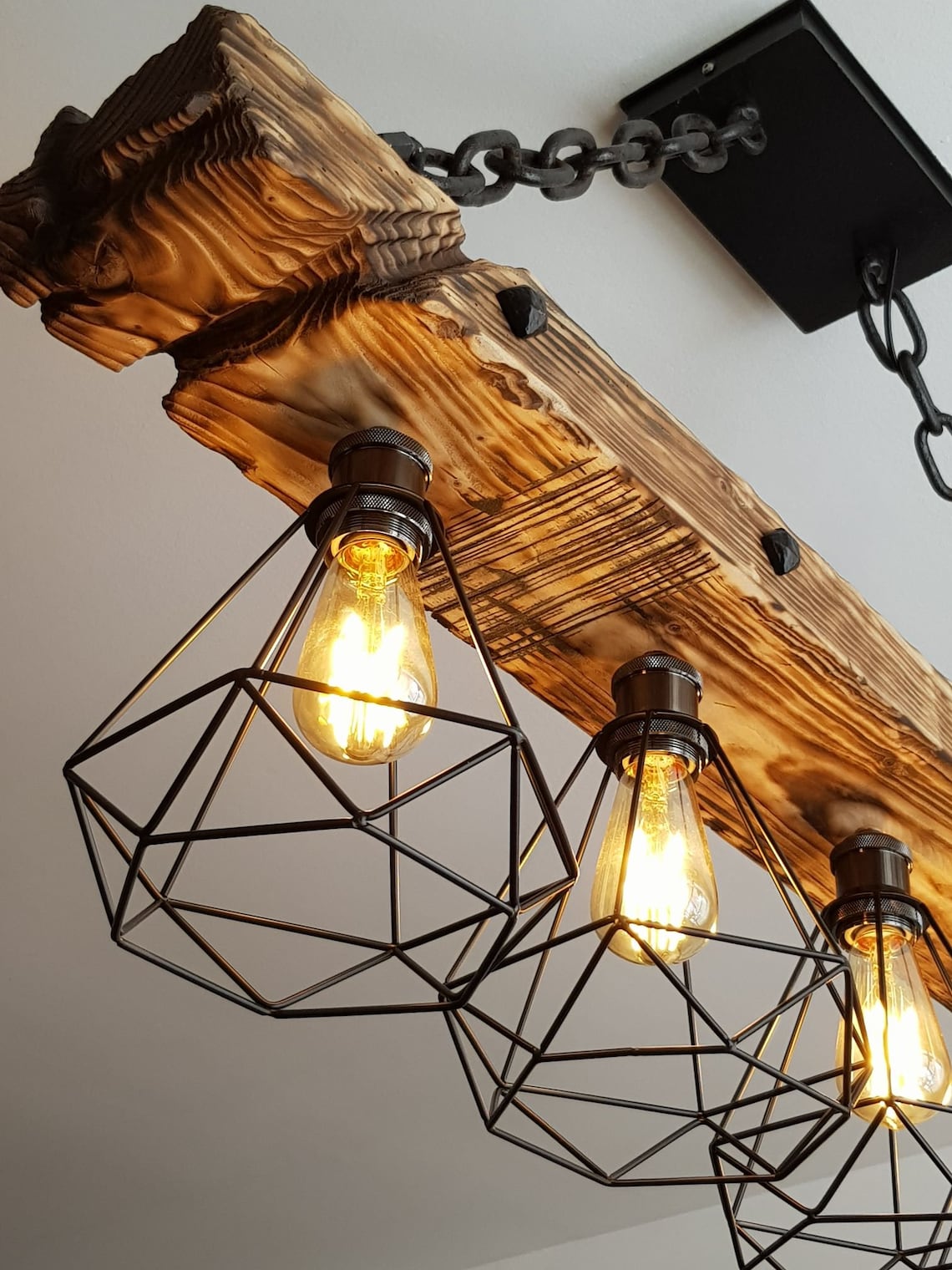 Wooden Pendant Light Fixture Rustic Chandelier Farmhouse - Etsy Canada
