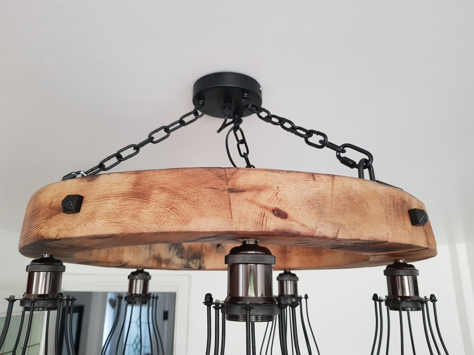 Wooden Pendant Light Fixture Rustic Chandelier Farmhouse | Etsy