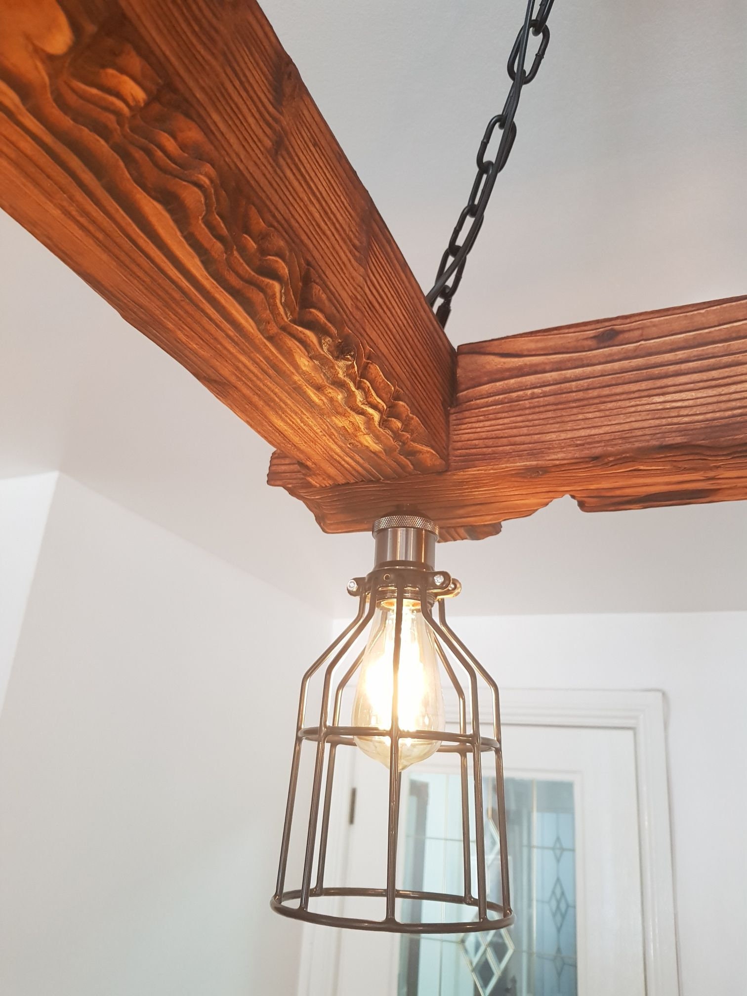 Wooden Pendant Light Fixture Rustic Chandelier Farmhouse | Etsy