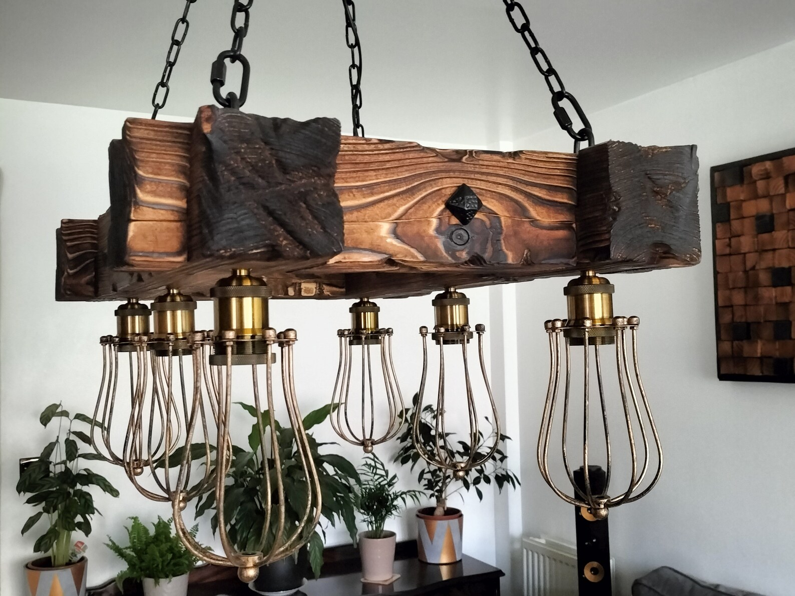 Wooden Pendant Light Fixture Rustic Chandelier Farmhouse - Etsy UK