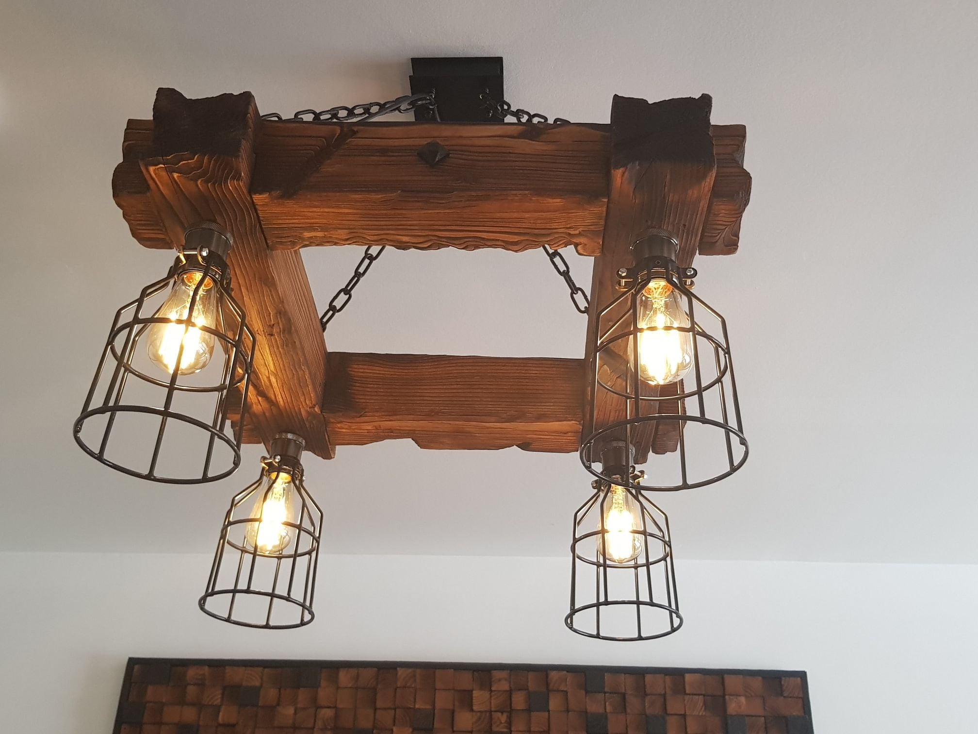 Wooden Pendant Light Fixture Rustic Chandelier Farmhouse | Etsy