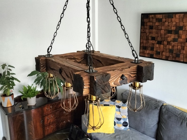 Wooden Pendant Light Fixture Rustic Chandelier Farmhouse - Etsy UK