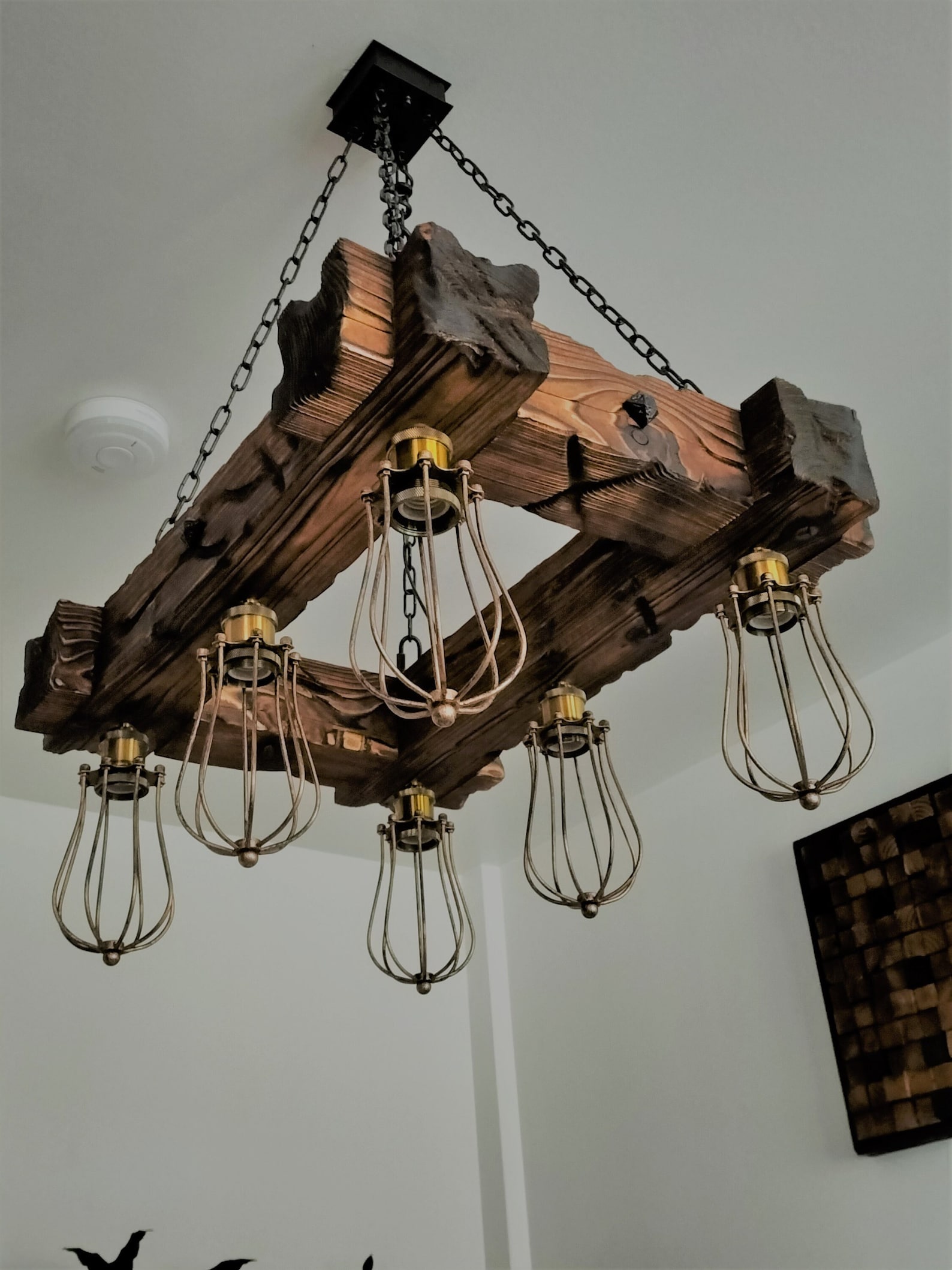 Wooden Pendant Light Fixture Rustic Chandelier Farmhouse - Etsy UK