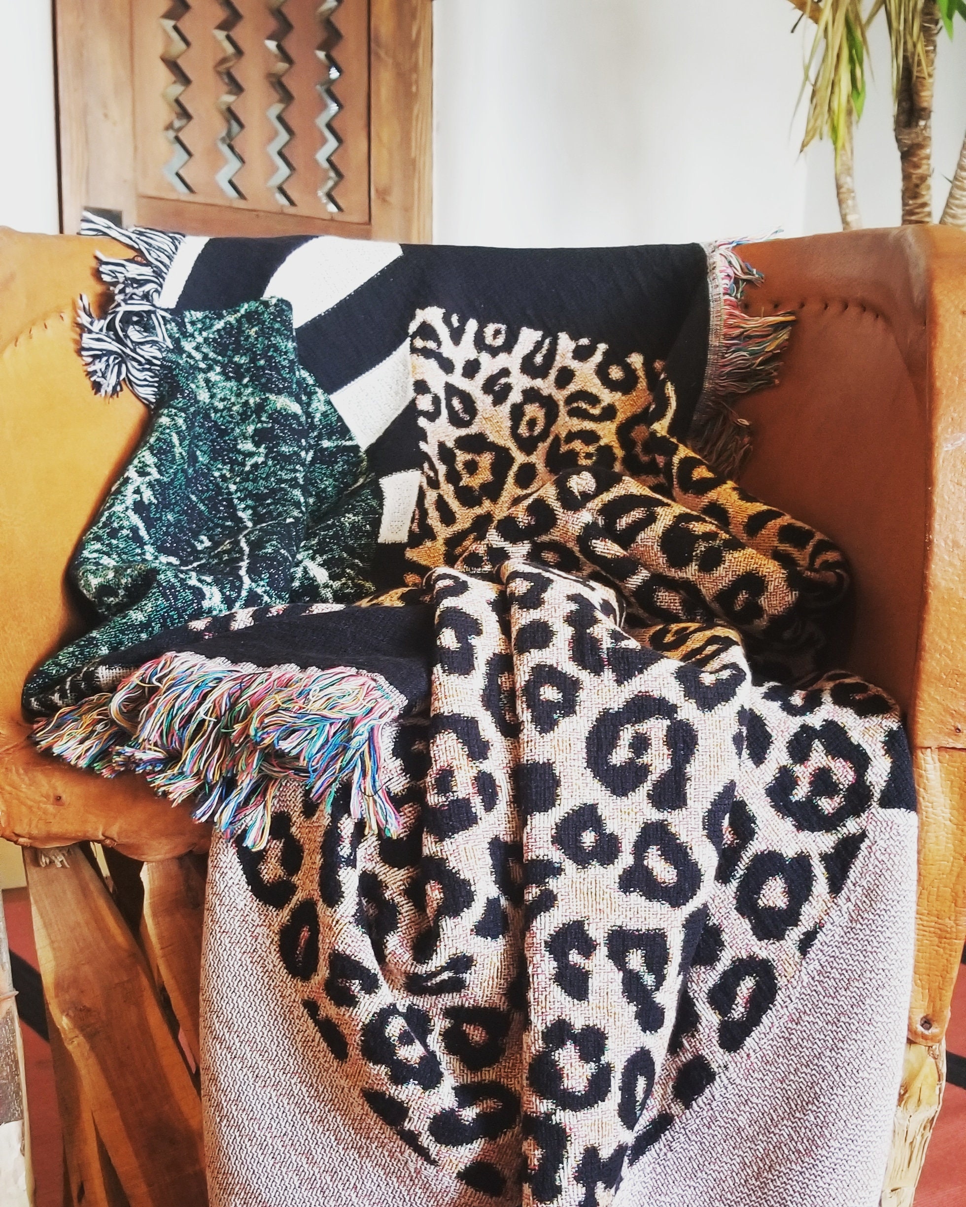 80s Deco Woven Throw Blanket // Black & White Striped // | Etsy