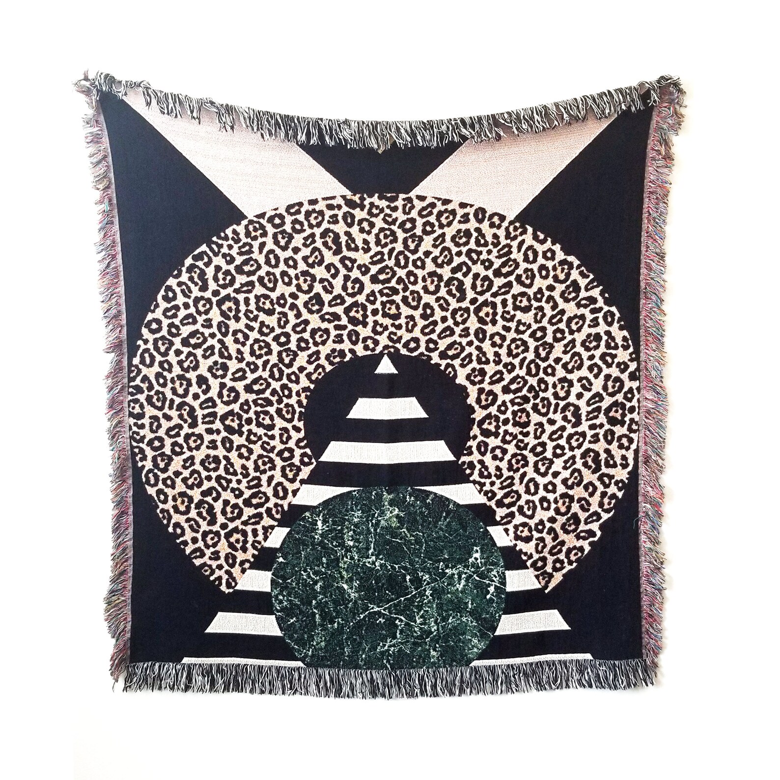 80s Deco Woven Throw Blanket // Black & White Striped // | Etsy