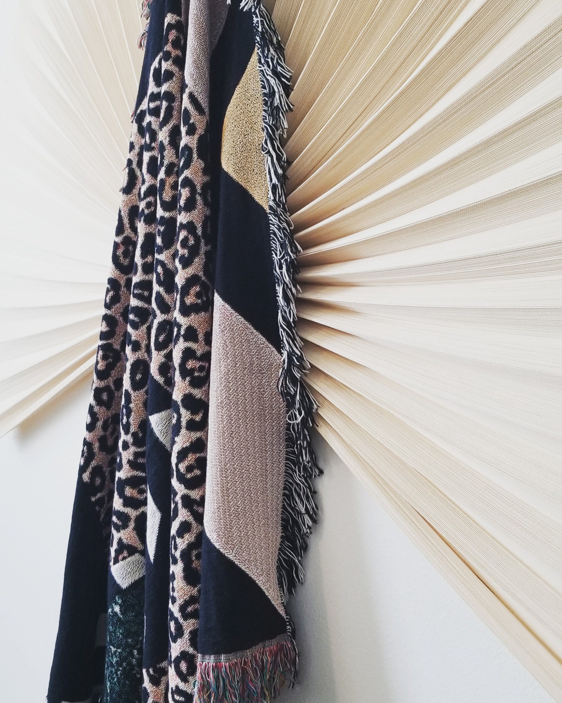 80s Deco Woven Throw Blanket // Black & White Striped // | Etsy