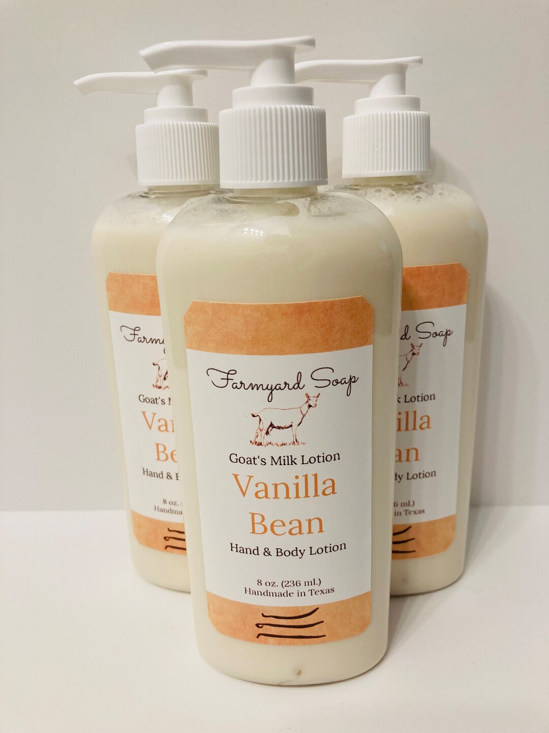 8 Oz. Vanilla Bean Goat Milk Lotion, Hand and Body Lotion, 8 Oz. Pump ...