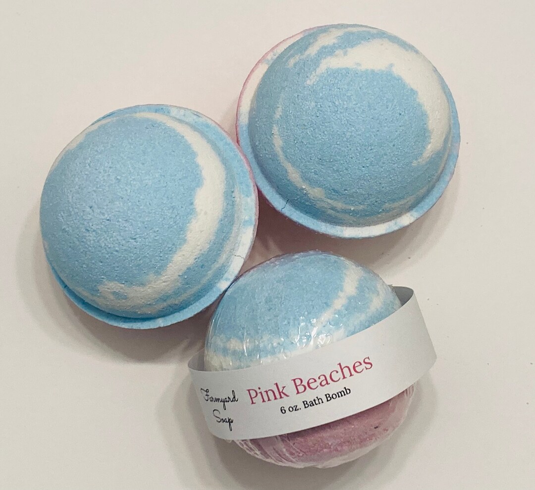 Pink Beaches Large 6 Oz Bath Bomb, Summer Bath Fizzy, Day at the Beach ...