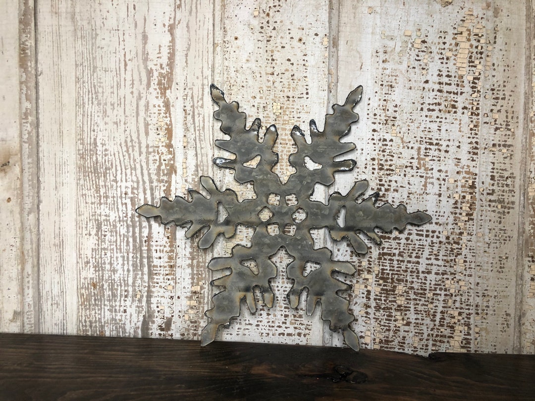 12 Inch (medium) - Corrugated Metal Fancy Snowflake- Holiday Decor ...