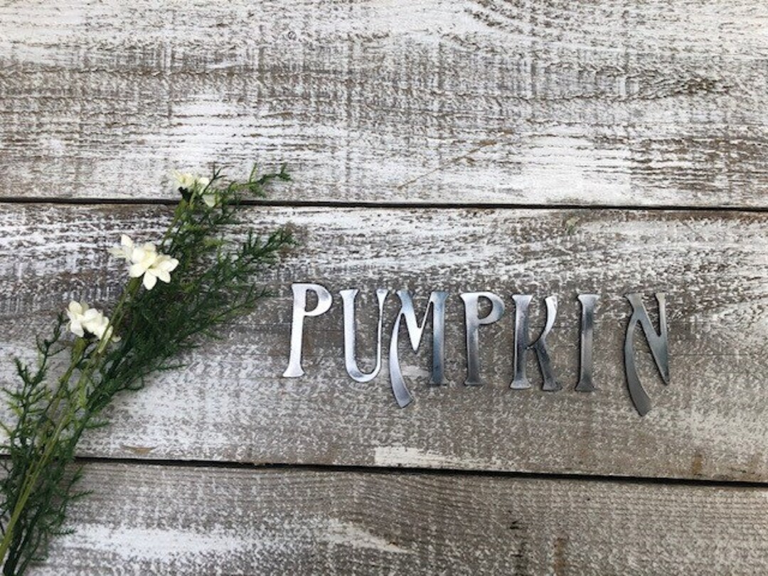 Pumpkin - 2 Inch Metal Letters- Small Metal Letters - Steel - Natural ...
