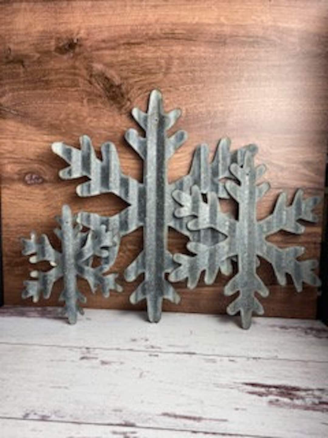 Set of 3 (small, Medium and Large) -corrugated Simple Metal Snowflakes ...