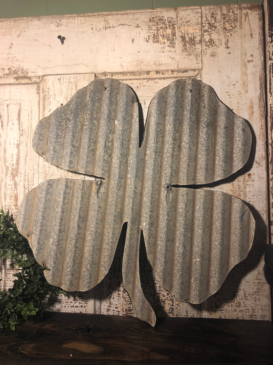 Corrugated Metal 4 Leaf Clover (8")- Spring Decor - St Patrick Day ...