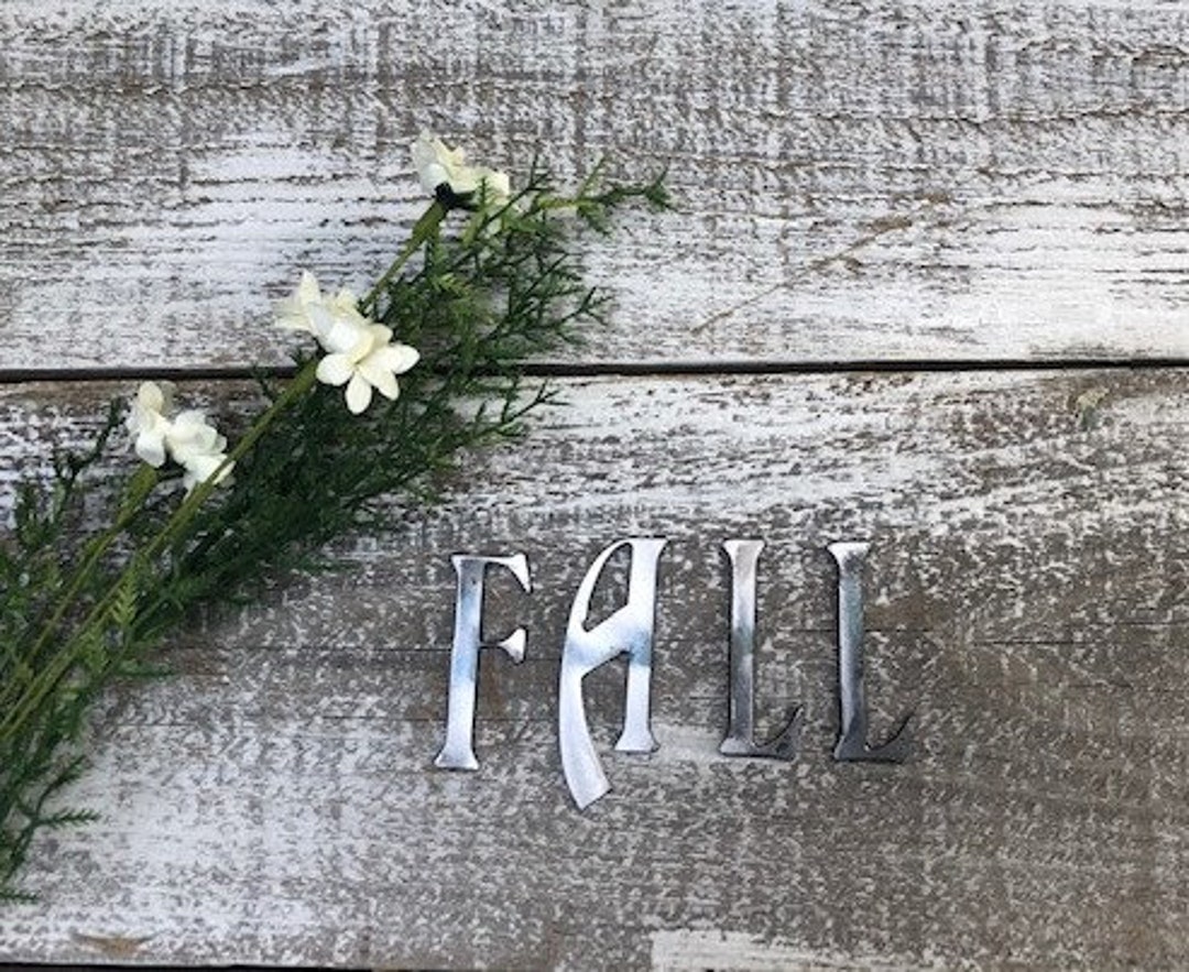 Fall - 2 Inch Metal Letters- Small Metal Letters - Steel - Natural ...