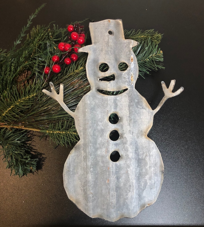 Corrugated Metal Snowman - Holiday Decor - Christmas- Winter Decor - Etsy